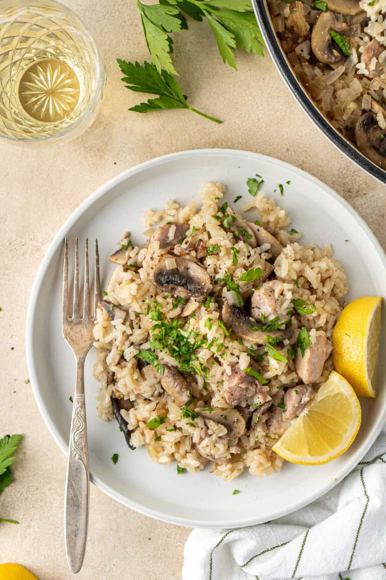Oven Baked Chicken and Mushroom Risotto - Eight Forest Lane