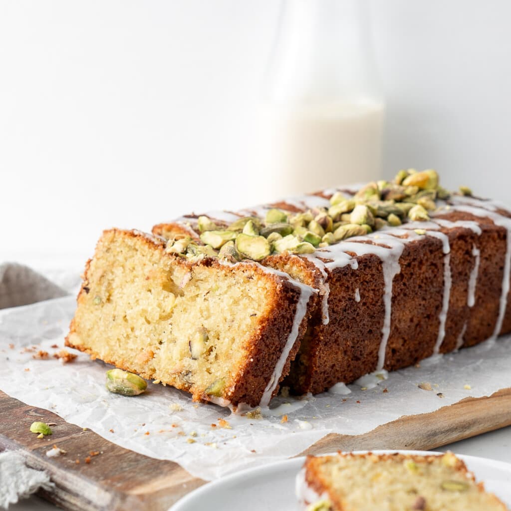 Pistachio Cardamom and Lemon Loaf Cake - Eight Forest Lane