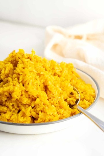 Easy Rice Cooker Turmeric Rice - Eight Forest Lane