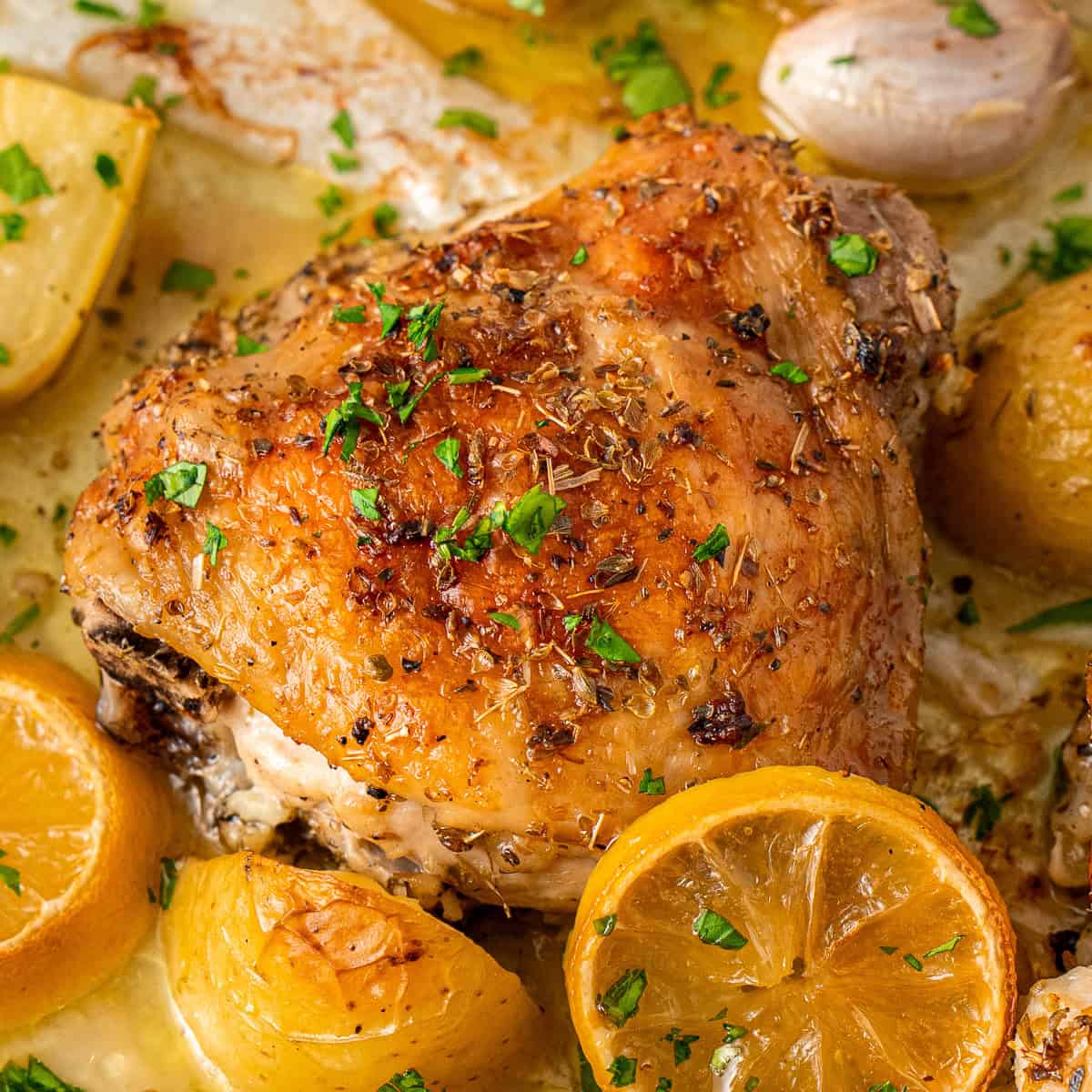 Lemon and Garlic Chicken Tray Bake - Eight Forest Lane