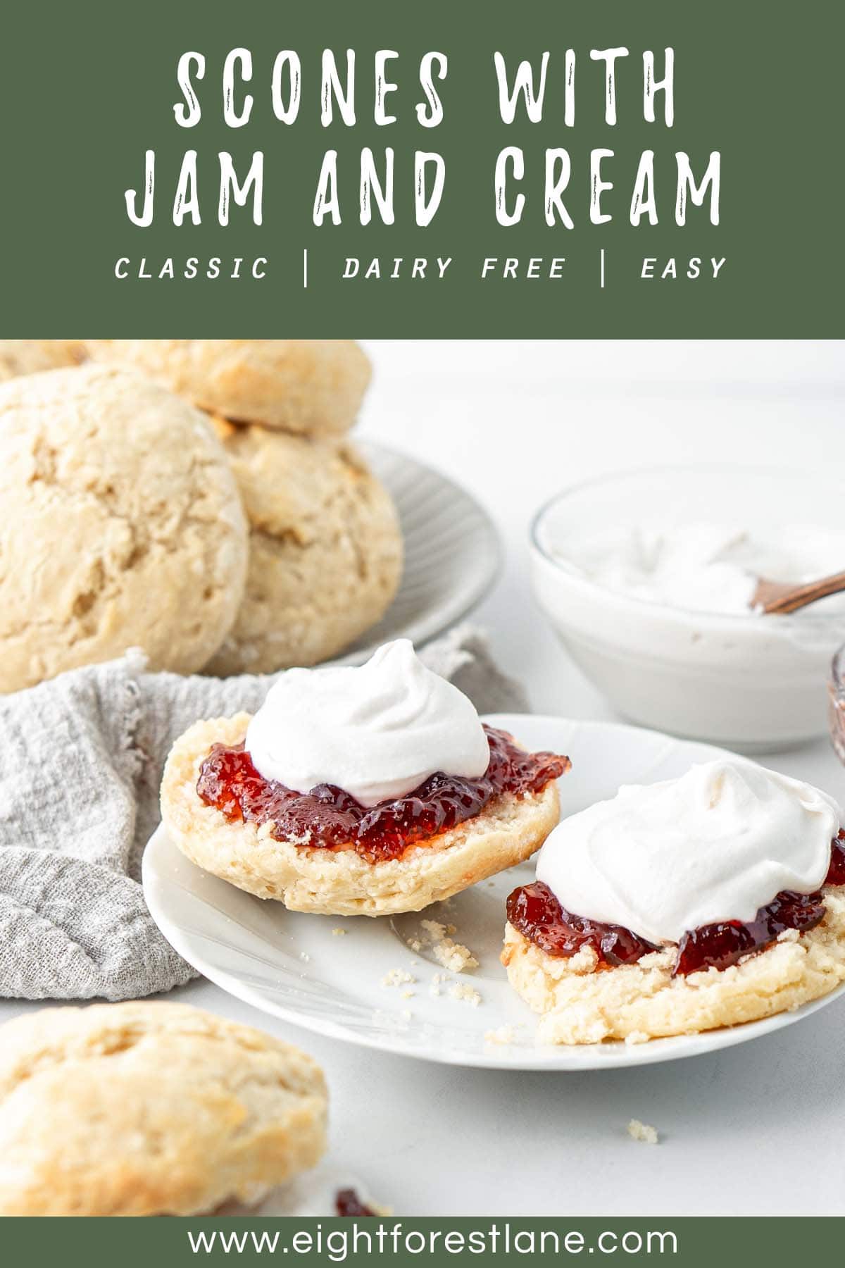 Scones with Jam and Cream (Dairy Free) - Eight Forest Lane