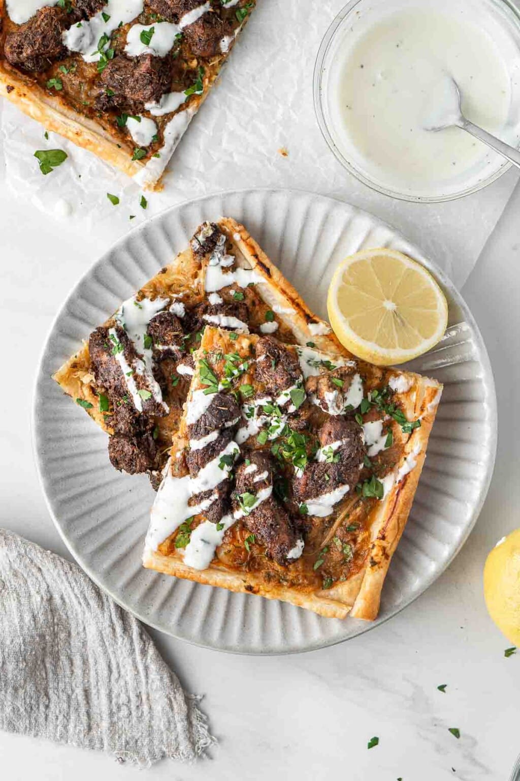 Plant-based Lamb and Roasted Eggplant Tart - Eight Forest Lane