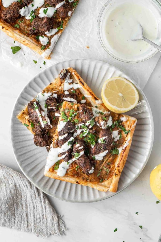 Plant-based Lamb and Roasted Eggplant Tart - Eight Forest Lane