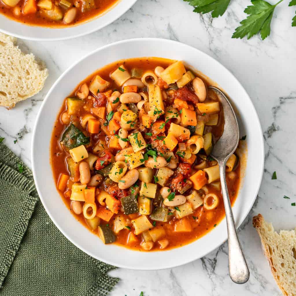 Easy Vegetable Minestrone Soup - Eight Forest Lane