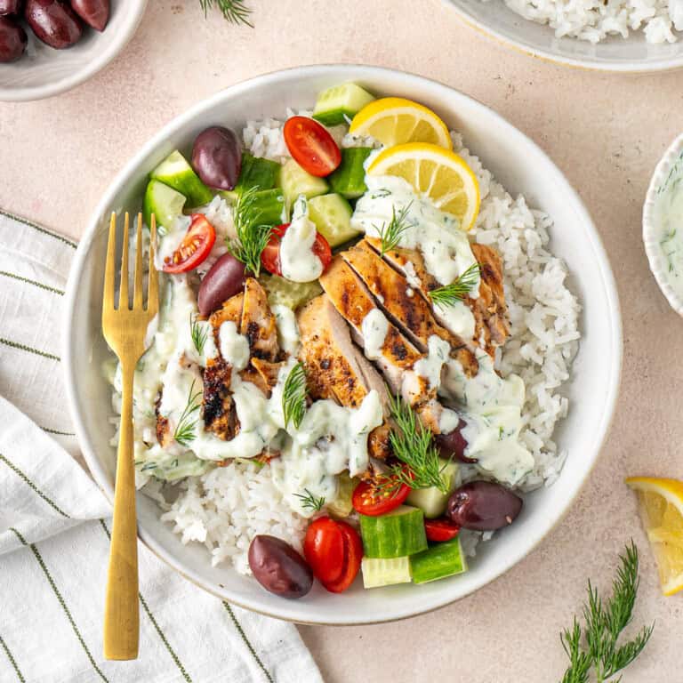 Greek Chicken Rice Bowls - Eight Forest Lane