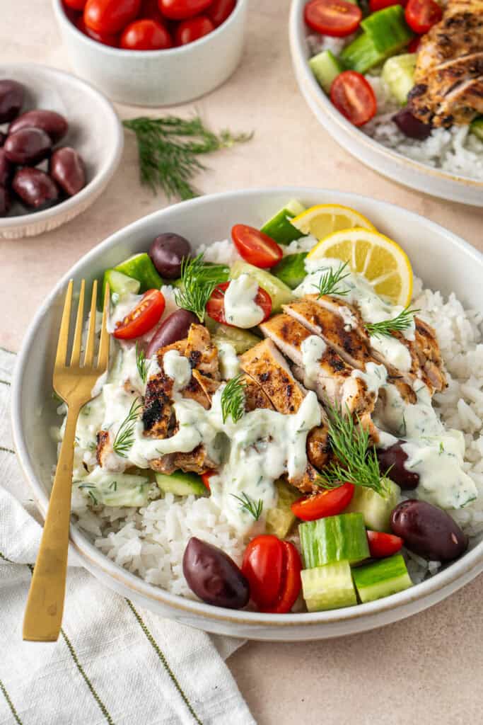 Greek Chicken Rice Bowls - Eight Forest Lane